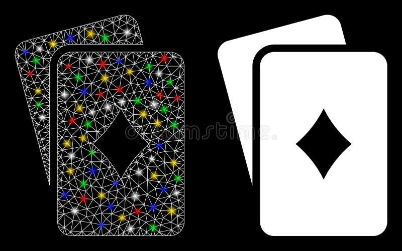 Bright Mesh 2D Diamonds Playing Cards Icon with Flash Spots Stock ... Bright Mesh 2D Diamonds Playing Cards Icon with Flash Spots Stock ...