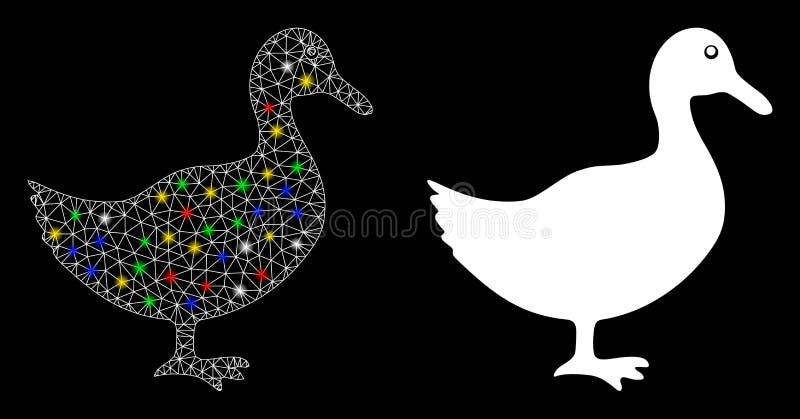 Bright Mesh 2D Duck Icon with Flare Spots Stock Illustration ...