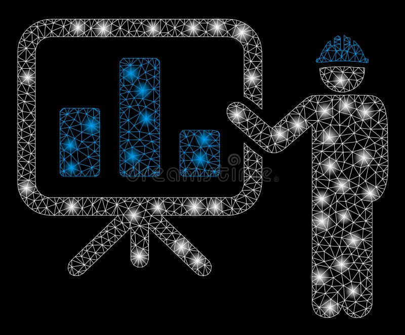 Engineer Pointing Chart Board Vector Mesh Wire Frame Model and Triangle ...