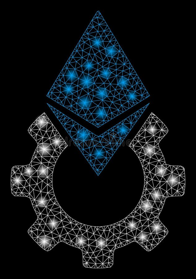 Bright Mesh 2D Ethereum Tools Gear with Flare Spots Stock Vector ...