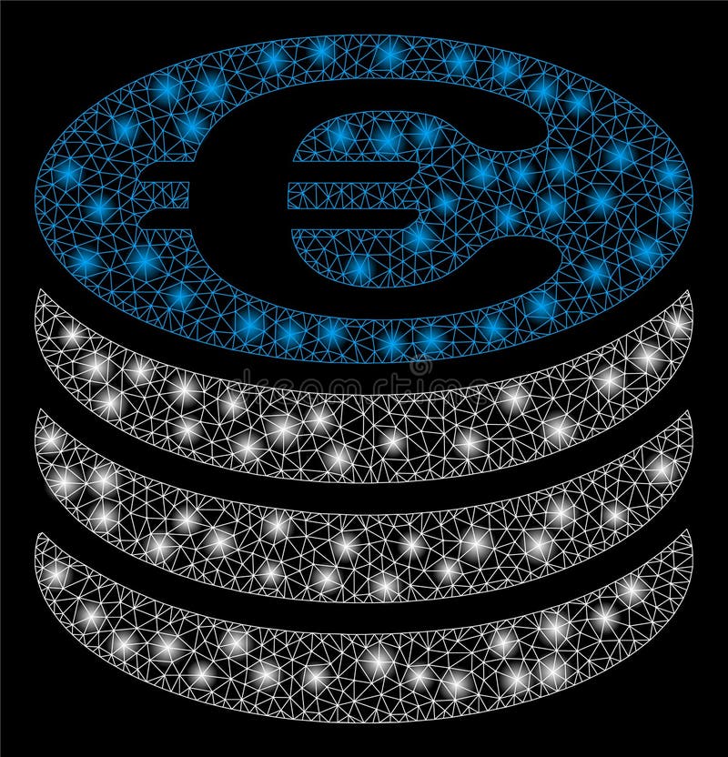 Bright Mesh 2D Euro Coin Stack with Light Spots Stock Vector ...