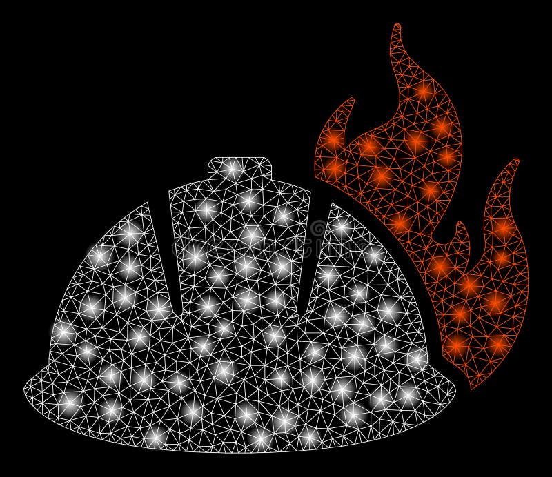 Bright Mesh 2D Fire Helmet with Flash Spots Stock Vector - Illustration ...