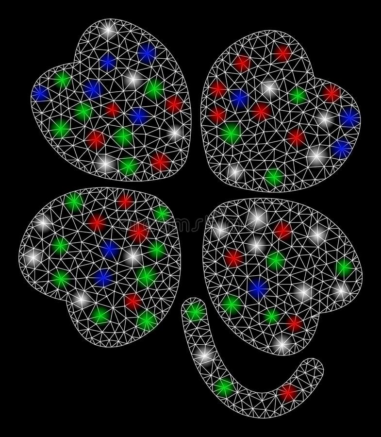 Bright Mesh 2D Four-Leafed Clover with Flare Spots Stock Illustration ...