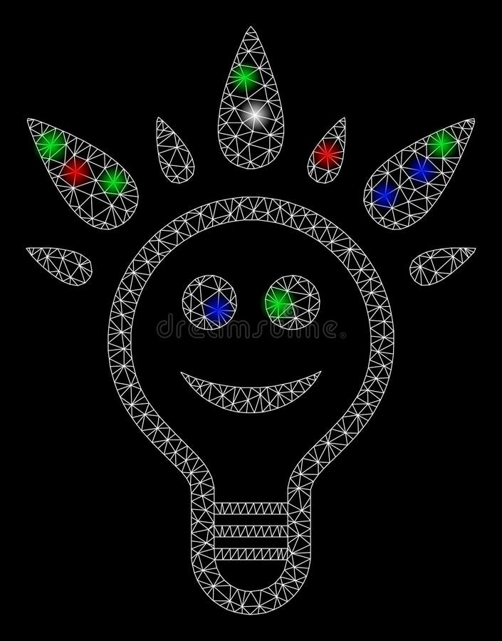 Bright Mesh 2D Happy Light Bulb with Flare Spots Stock Vector ...