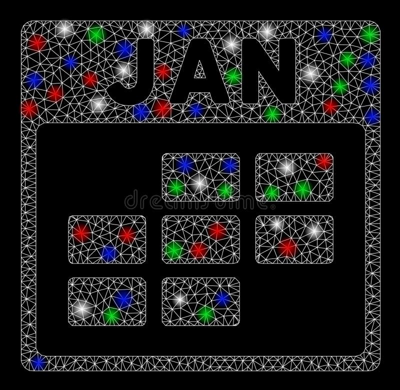 Bright Mesh 2D January Calendar Grid with Flash Spots Stock Vector ...