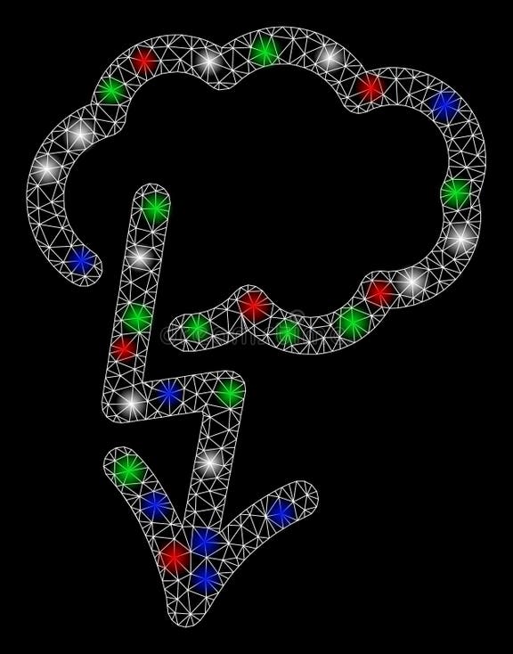 Bright Mesh 2D Lightning Strike with Light Spots Stock Vector ...