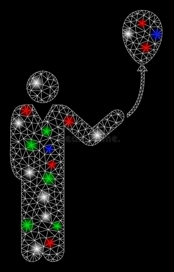 Bright Mesh 2D Man with Holiday Balloon with Light Spots Stock ...