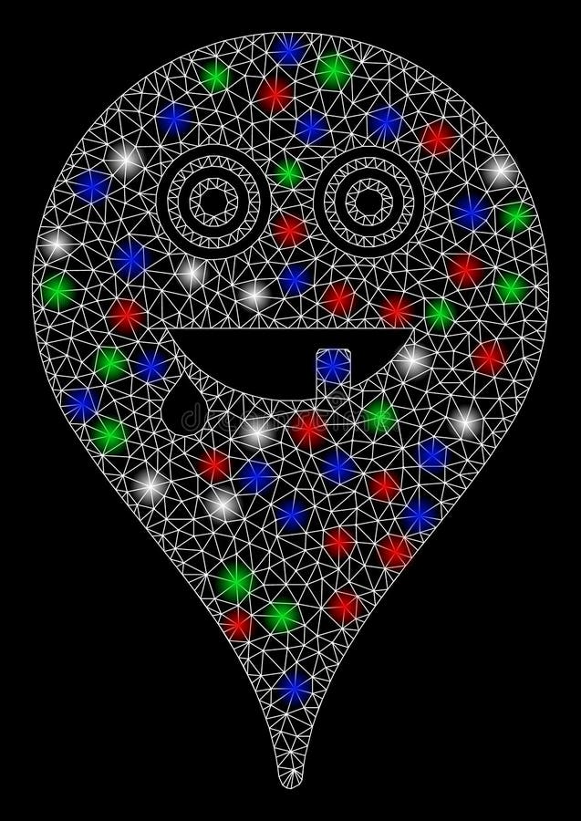 Bright Mesh 2D Maniac Smiley Map Marker with Light Spots Stock Vector ... Bright Mesh 2D Maniac Smiley Map Marker with Light Spots Stock Vector ...