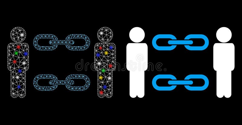 Bright Mesh 2D Men Chains Icon with Light Spots Stock Vector ...