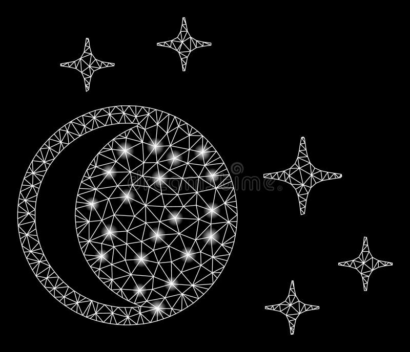 Bright Mesh 2D Night with Flare Spots Stock Illustration - Illustration ...