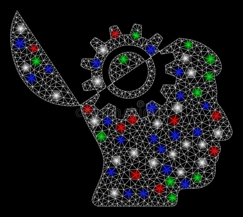 Bright Mesh 2D Open Mind Gear with Light Spots Stock Vector ...