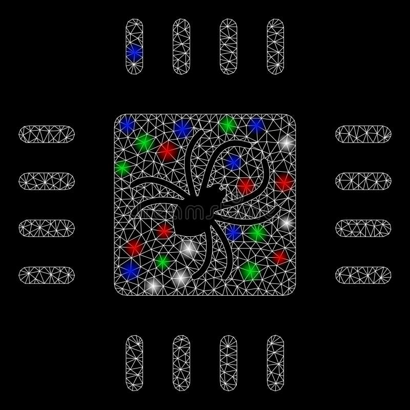 Bright Mesh 2D Processor Bug with Light Spots Stock Illustration ...