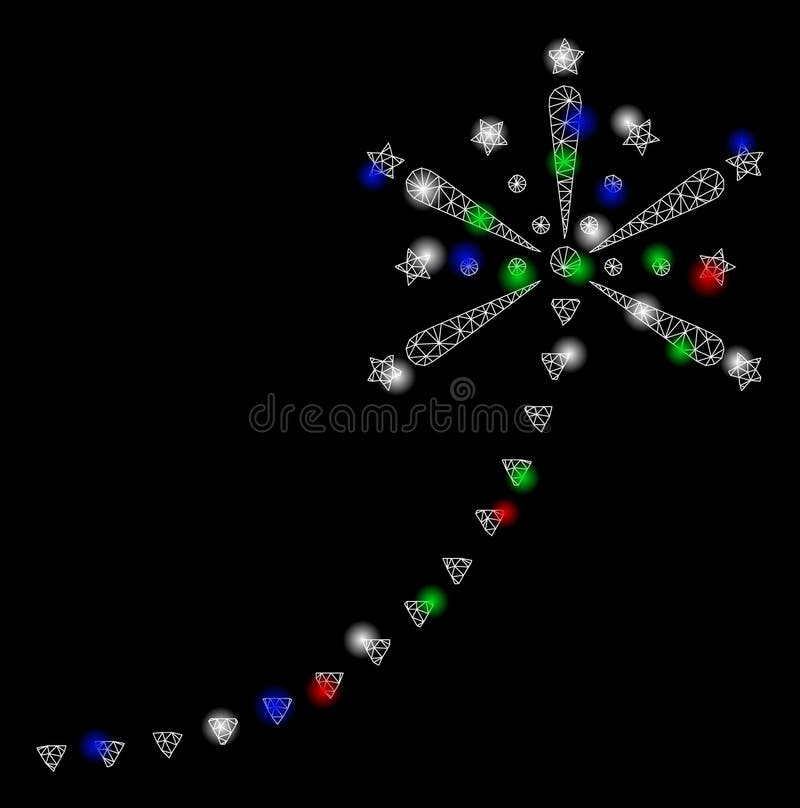 Bright Mesh 2D Salute Fireworks Trace with Flare Spots Stock Vector ...