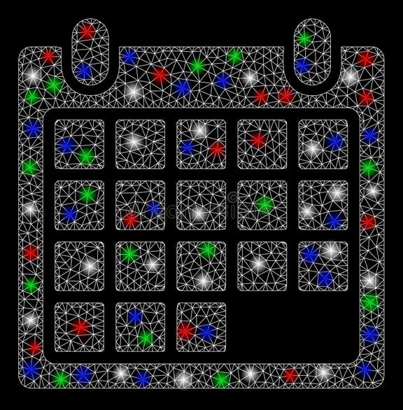 Bright Mesh 2D Schedule Calendar Grid with Flare Spots Stock Vector ...