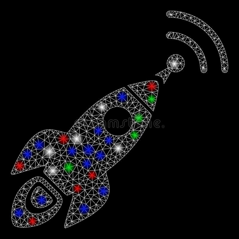 Bright Mesh 2D Space Rocket Radio Translation with Light Spots Stock ...