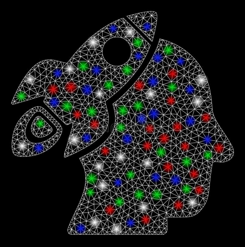 Bright Mesh 2D Space Rocket Thinking Head with Flare Spots Stock ...