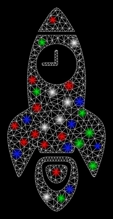 Bright Mesh 2D Space Rocket Time with Flash Spots Stock Illustration ...
