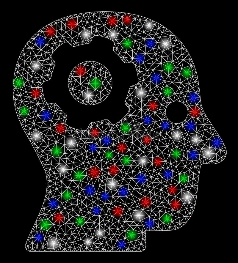 Bright Mesh 2D Thinking Gear with Light Spots Stock Vector ...