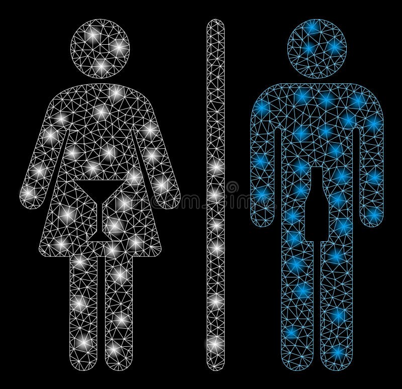 Bright Mesh 2D WC Persons with Light Spots Stock Vector - Illustration ...