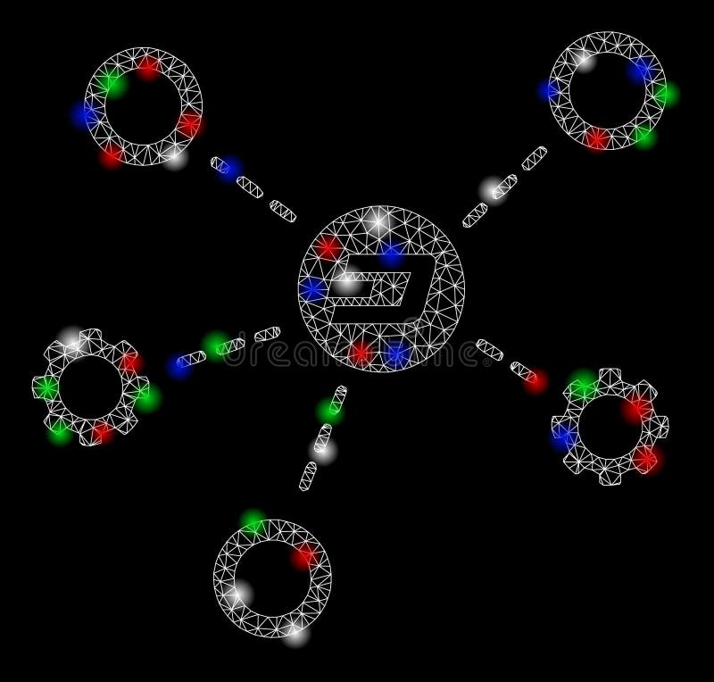 Bright Mesh 2D Dash Network Structure with Flash Spots Stock Vector ...