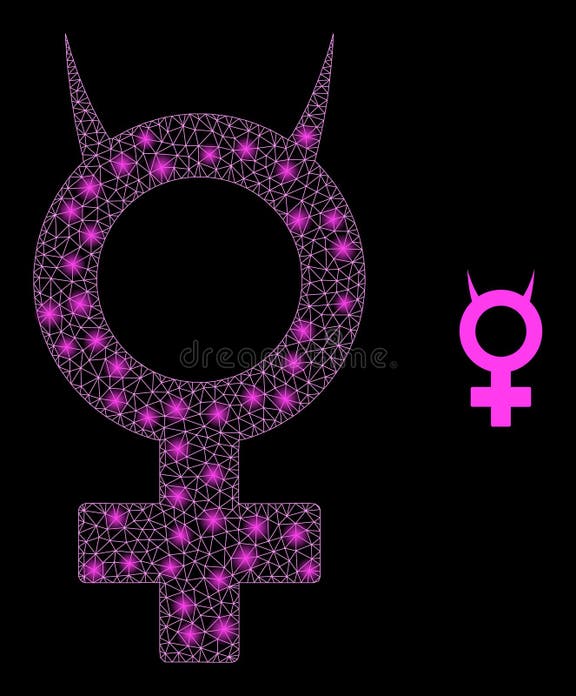 Bright Mesh Devil Female Symbol with Light Spots Stock Vector ...
