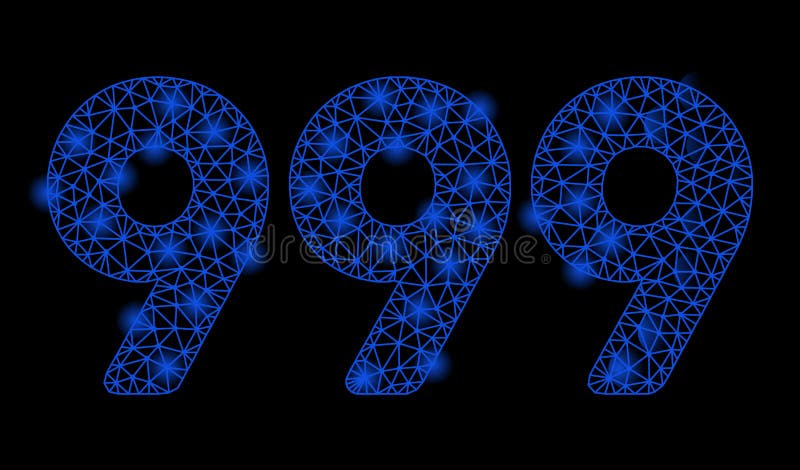 Bright Mesh Network 999 Digits Text with Light Spots Stock Vector ...