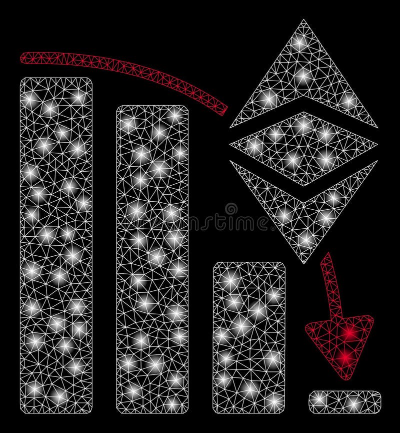 Bright Mesh 2D Ethereum Classic Falling Chart with Flash Spots ...