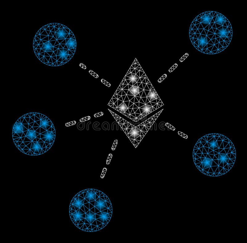 Bright Mesh Network Ethereum Net Structure with Flare Spots Stock ...
