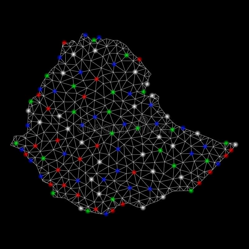 Bright Mesh 2D Ethiopia Map with Flash Spots Stock Vector ...