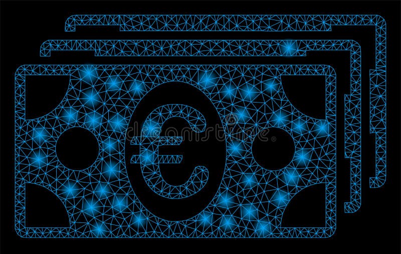 Bright Mesh Wire Frame Euro Banknotes with Flash Spots Stock Vector ...