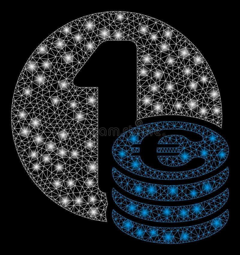 Bright Mesh Wire Frame Euro Coin Column with Flash Spots Stock Vector ...