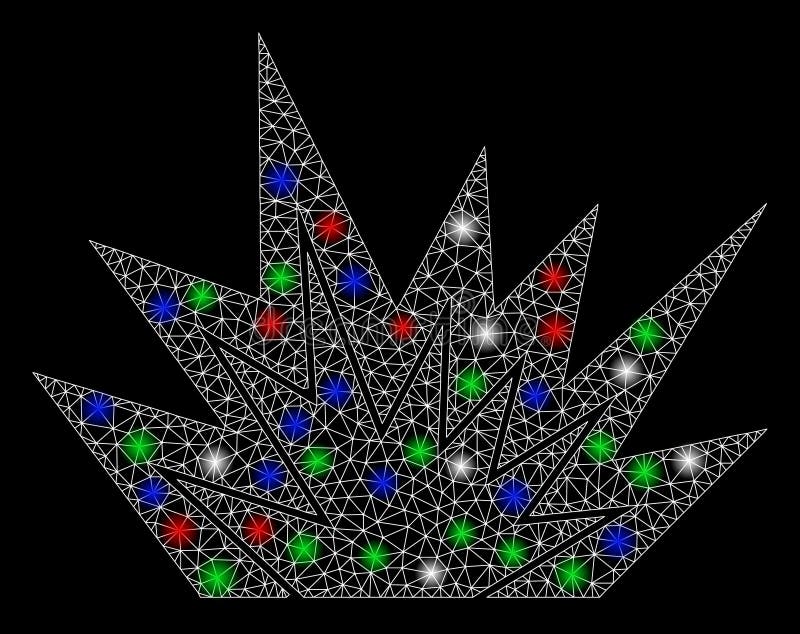 Bright Mesh Wire Frame Explosion Boom with Flash Spots Stock Vector ...