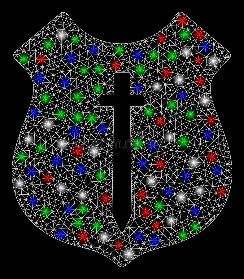 Bright Mesh Wire Frame Guard Shield with Light Spots Stock Vector ...