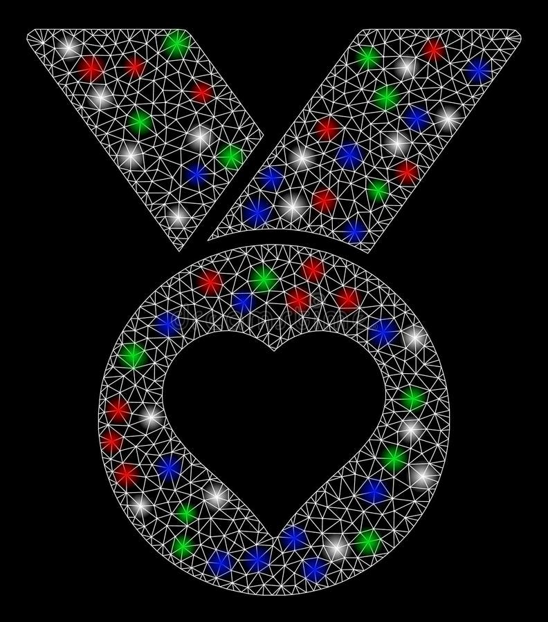 Bright Mesh Carcass Heart Medal with Light Spots Stock Vector ...