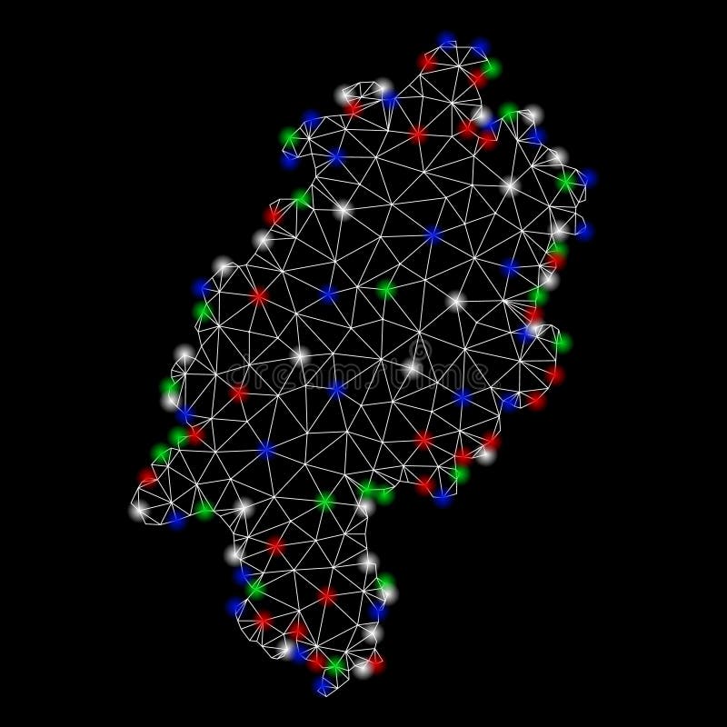 Bright Mesh Network Hesse Land Map with Flash Spots Stock Vector ...