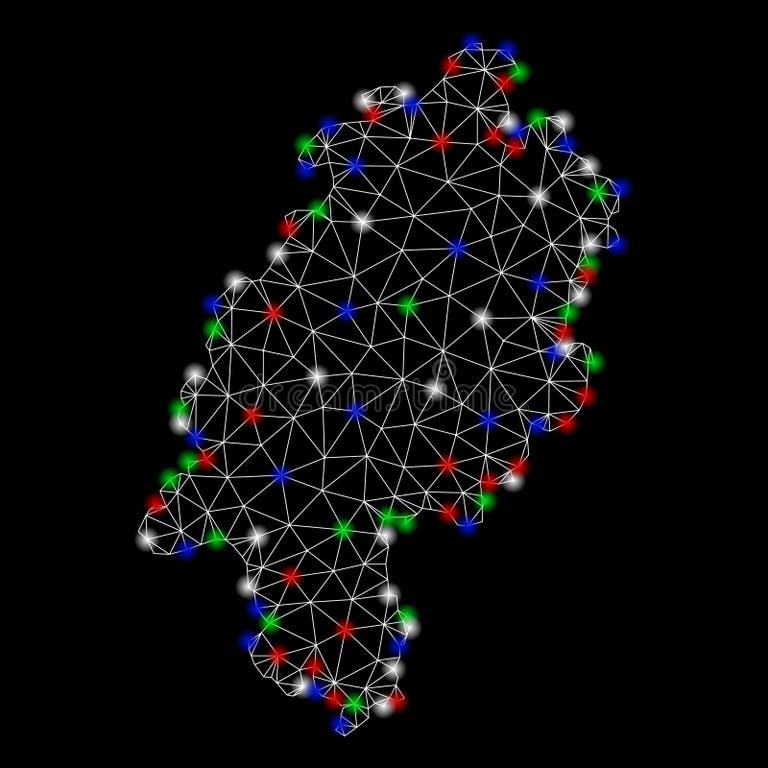 Bright Mesh Network Hesse Land Map with Flash Spots Stock Vector ...