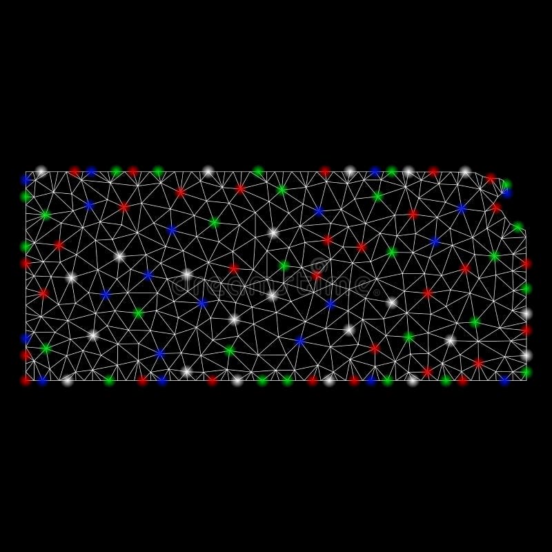 Bright Mesh Network Kansas State Map with Light Spots Stock Vector ...