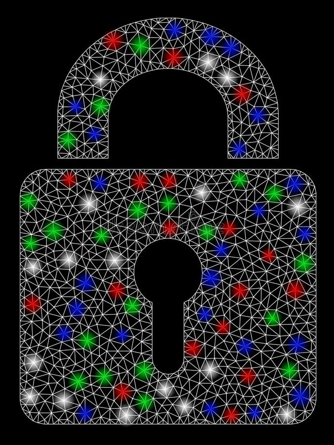 Bright Mesh Wire Frame Lock with Flash Spots Stock Vector ...