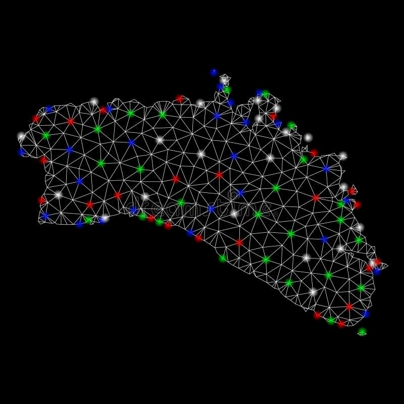 Bright Mesh Carcass Menorca Island Map with Flare Spots Stock Vector ...