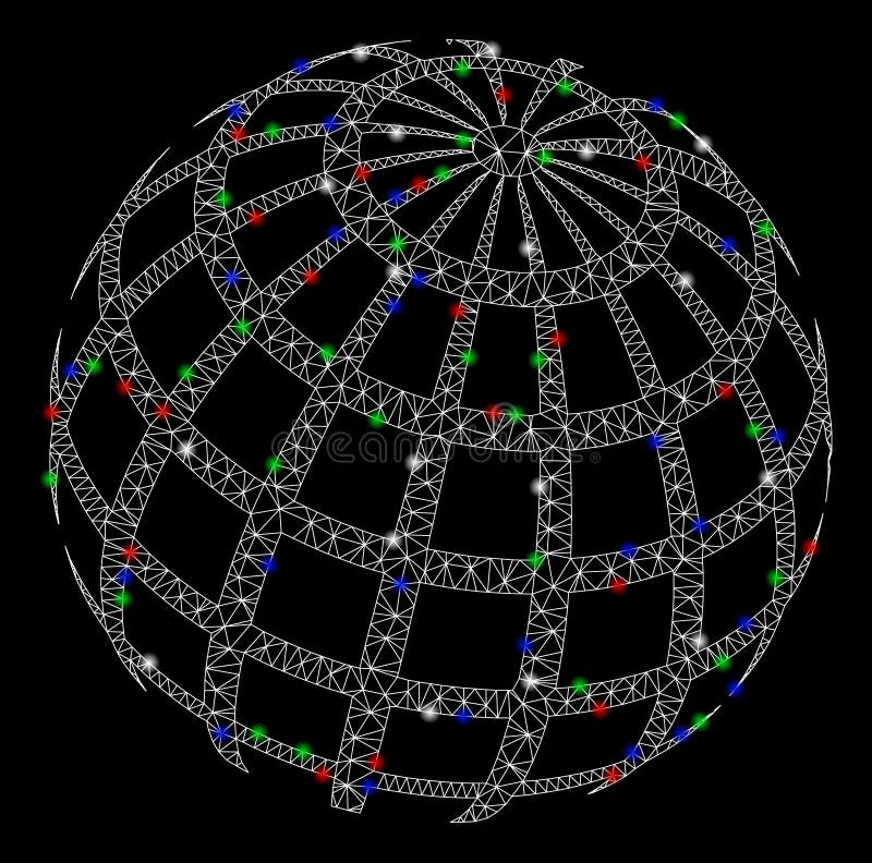Bright Mesh Network Abstract Sphere Grid with Light Spots Stock Vector ...