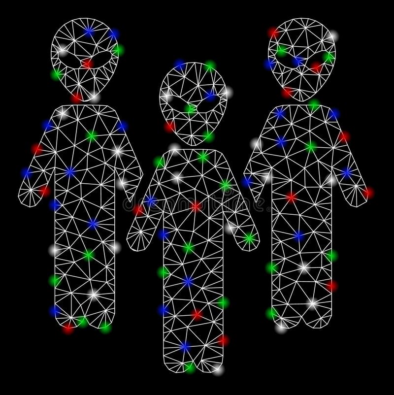 Bright Mesh Network Alien Group with Light Spots Stock Vector ...