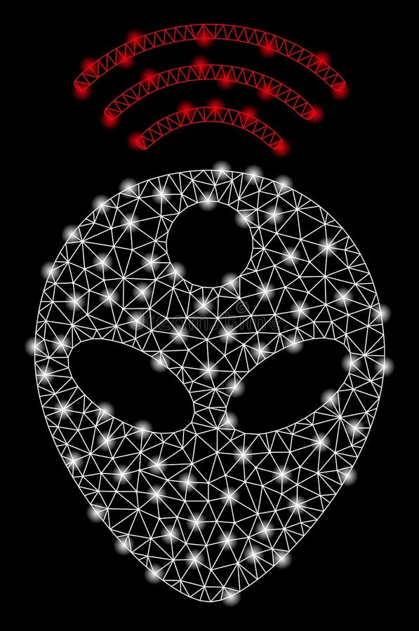 Bright Mesh Network Alien Head with Flare Spots Stock Vector ...