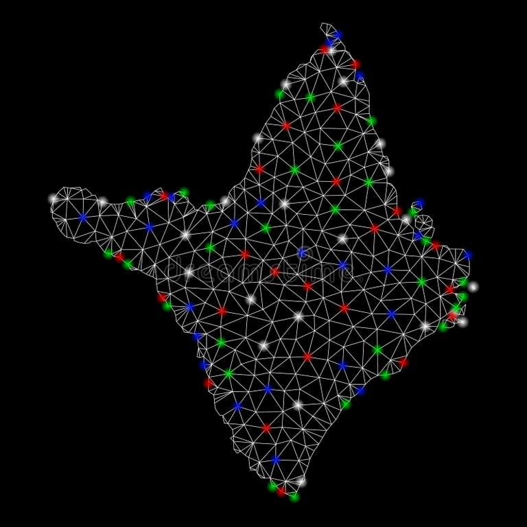 Bright Mesh Network Amapa State Map with Flash Spots Stock Vector ...