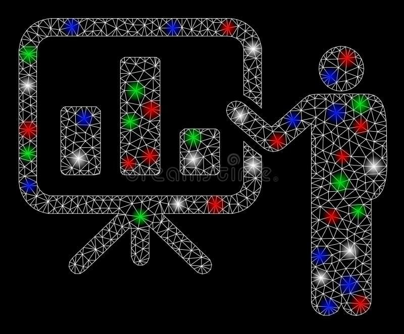 Bright Mesh Network Bar Chart Presentation with Light Spots Stock ...