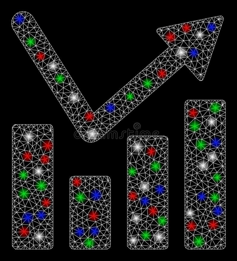 Bright Mesh Network Bar Chart Trend with Flare Spots Stock Vector ...