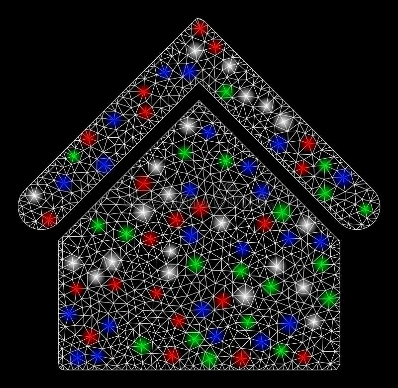 Bright Mesh Network Base Building with Light Spots Stock Illustration ...
