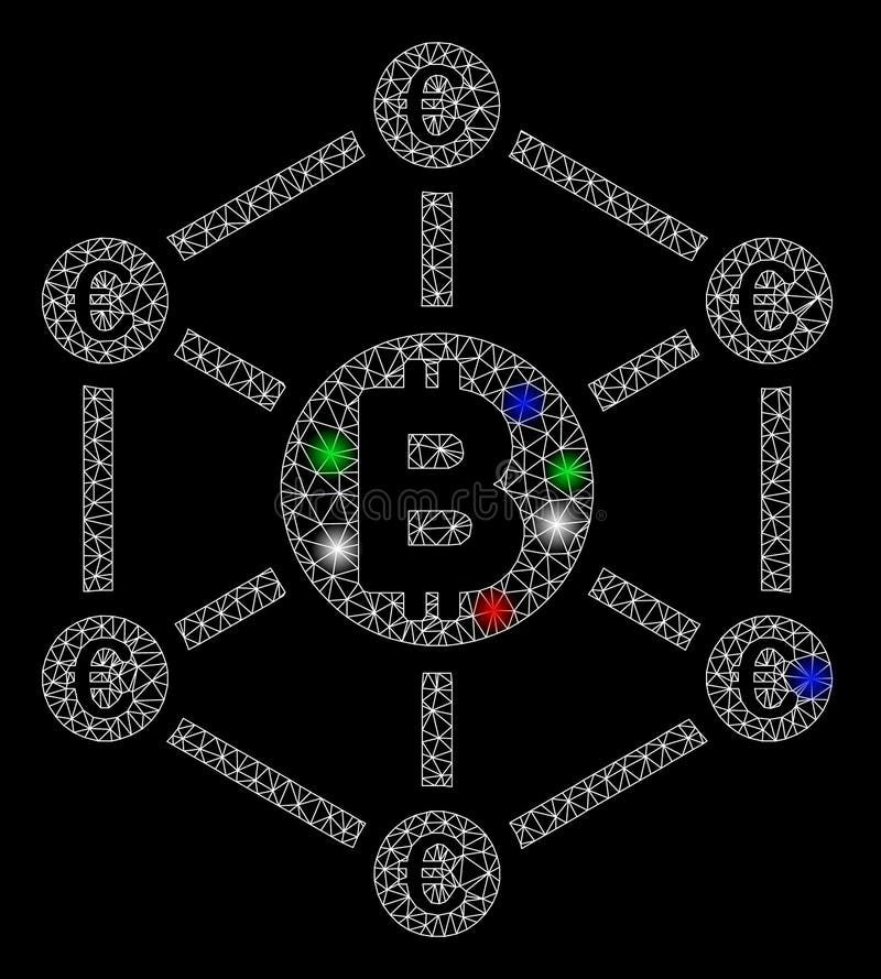 Bright Mesh Network Bitcoin Euro Network with Flare Spots Stock Vector ...