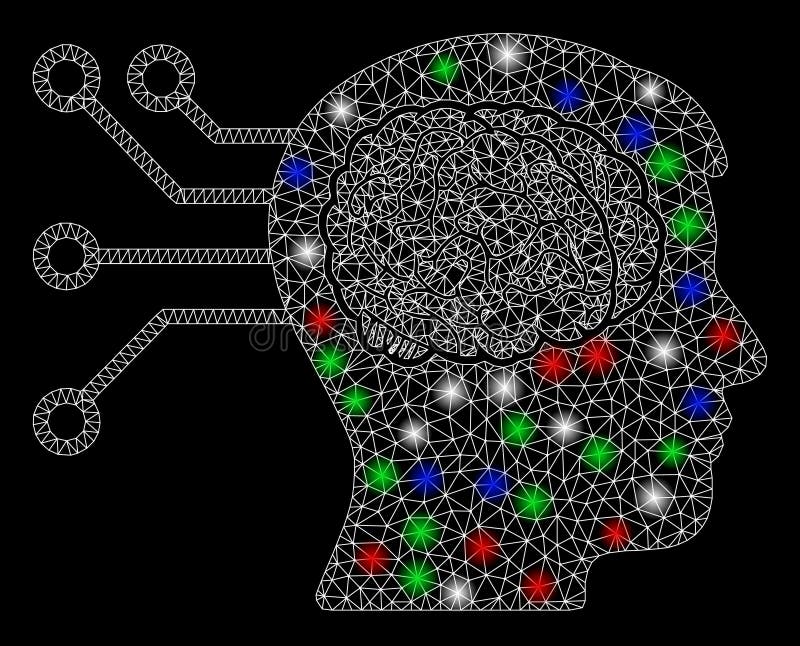 Bright Mesh Network Brain Computer Connection with Flash Spots Stock ... Bright Mesh Network Brain Computer Connection with Flash Spots Stock ...