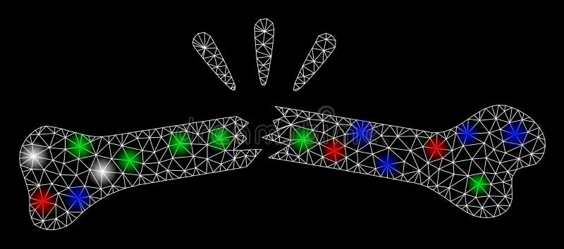 Bright Mesh Network Broken Bone with Flare Spots Stock Vector ...