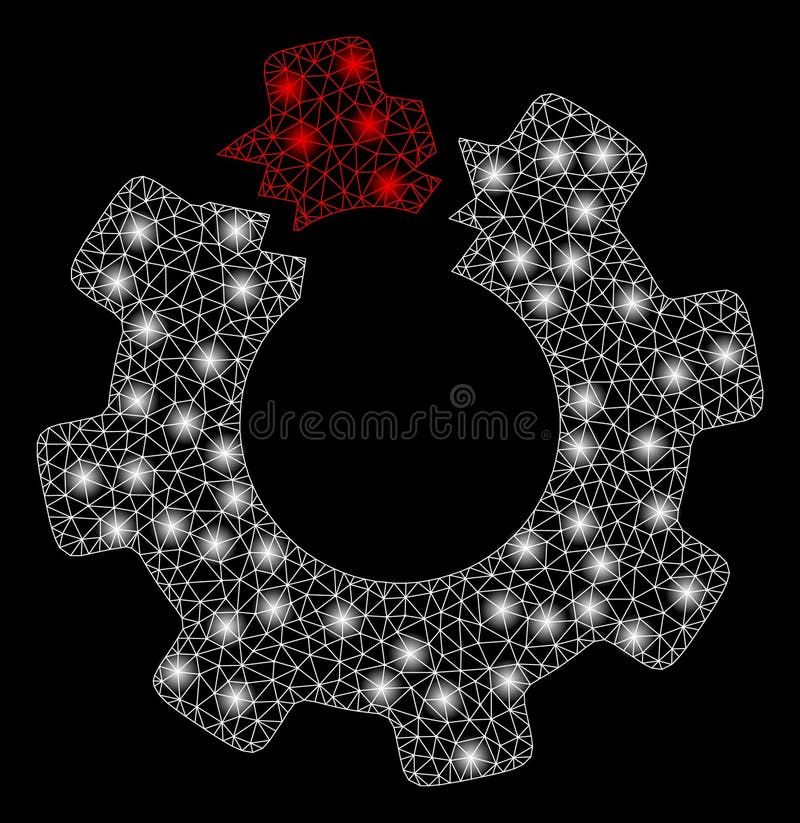 Bright Mesh Network Broken Cog with Light Spots Stock Vector ...